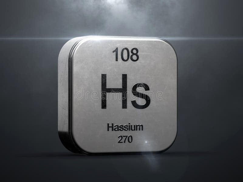 Hassium As Element 108 of the Periodic Table 3D Illustration on Red ...