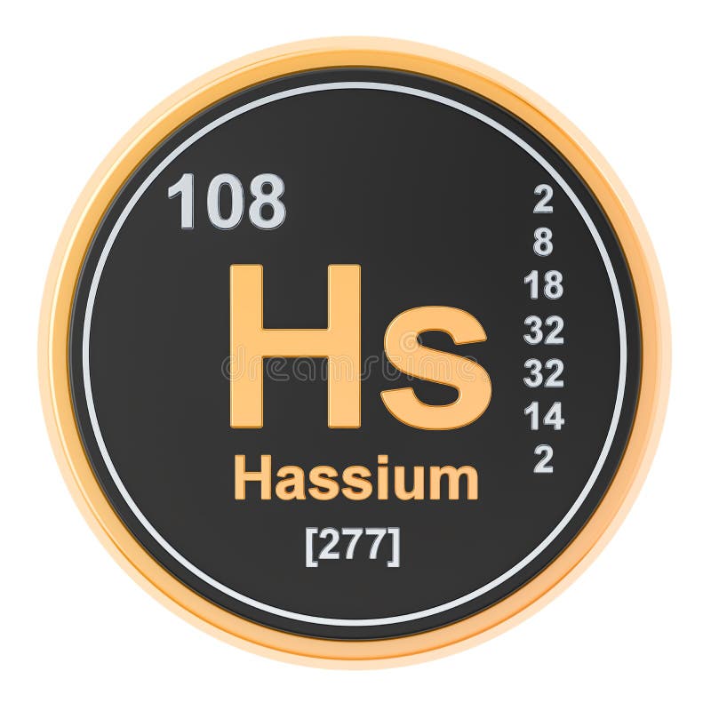 Hassium Hs Chemical Element. 3D Rendering Stock Illustration ...