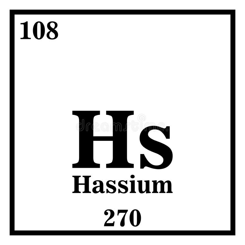 Hassium Periodic Table of the Elements Vector Illustration Eps 10 Stock ...