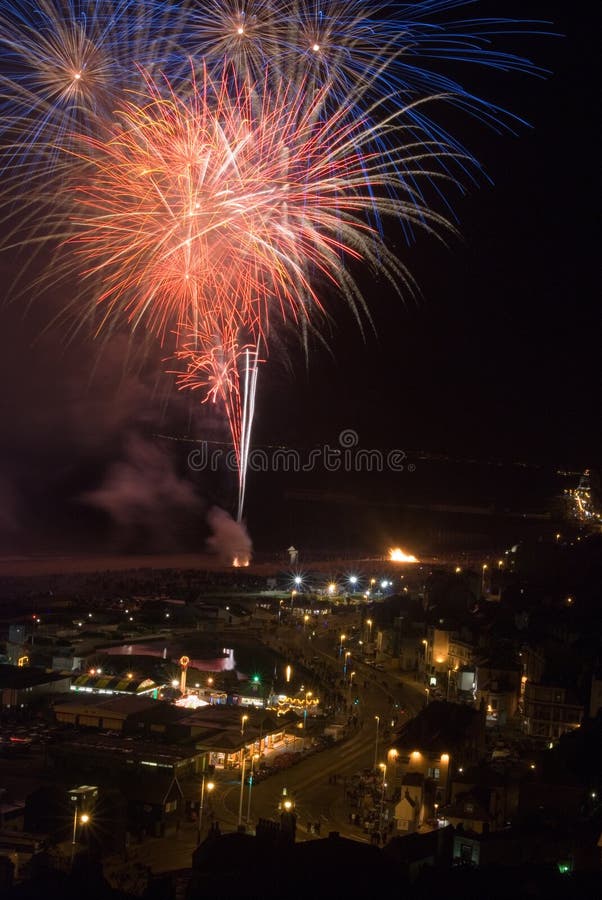 Hastings Fireworks 2008 stock photo. Image of beach, night - 6772110