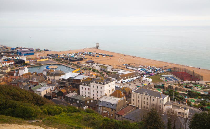 Hastings town view editorial image. Image of hill, castle - 50314405