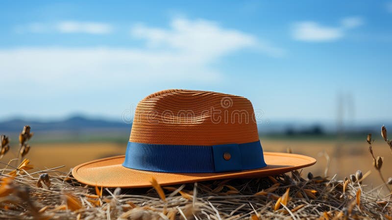 A Hat on a Blue Sheet. Generative AI. Stock Illustration - Illustration ...