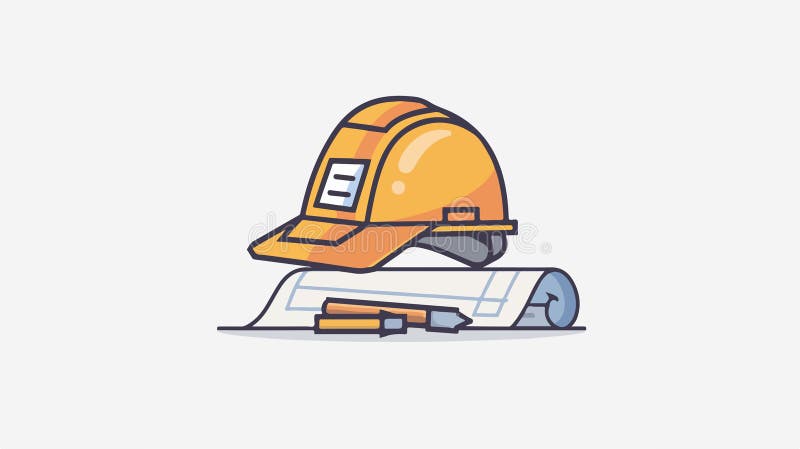 Professional Hat and Blueprint Icon for Construction Projects and ...