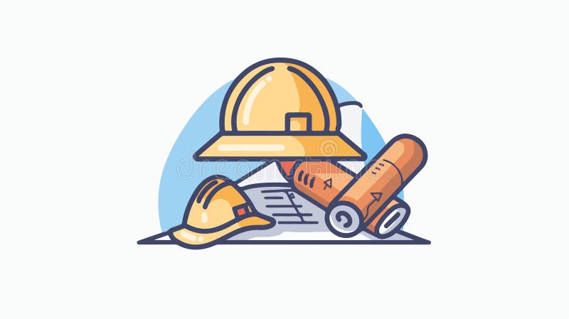 Professional Hat and Blueprint Icon for Construction Industry Stock ...