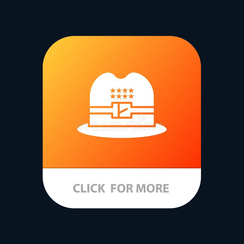 Hat, Cap, American Mobile App Button. Android and IOS Glyph Version ...
