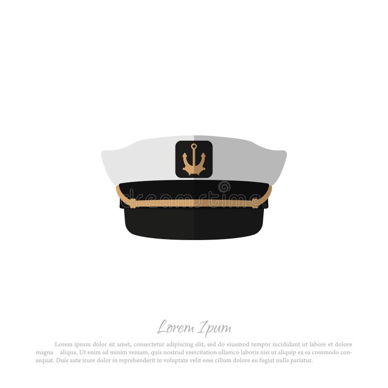 Hat of Captain on a White Background. Icon of Sailor Cap in Flat Style ...
