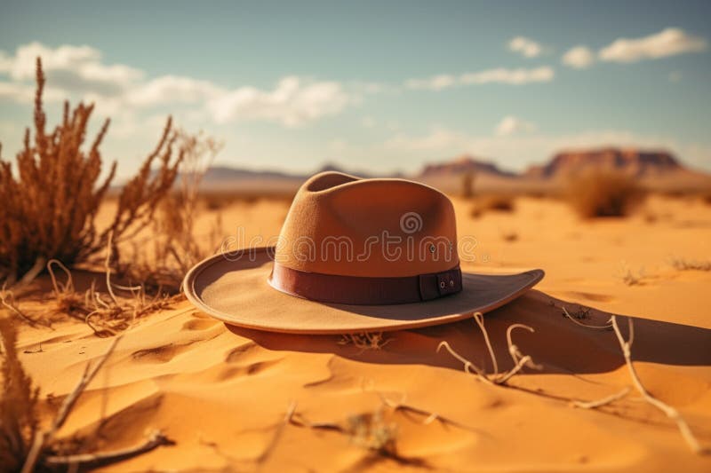 Hat in the Desert a Touch of Style on Sandy Terrain Stock Illustration ...