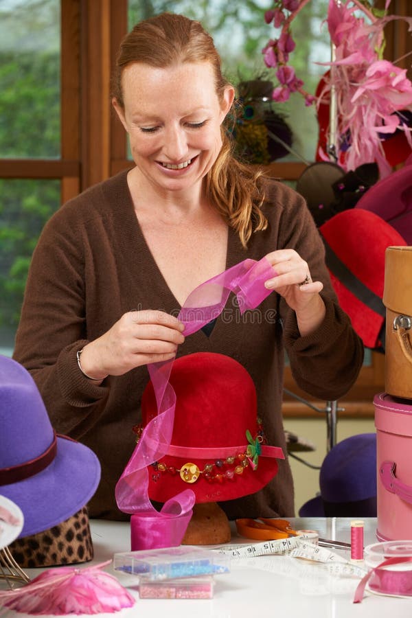 Hat Designer Working in Studio Stock Image - Image of vertical ...