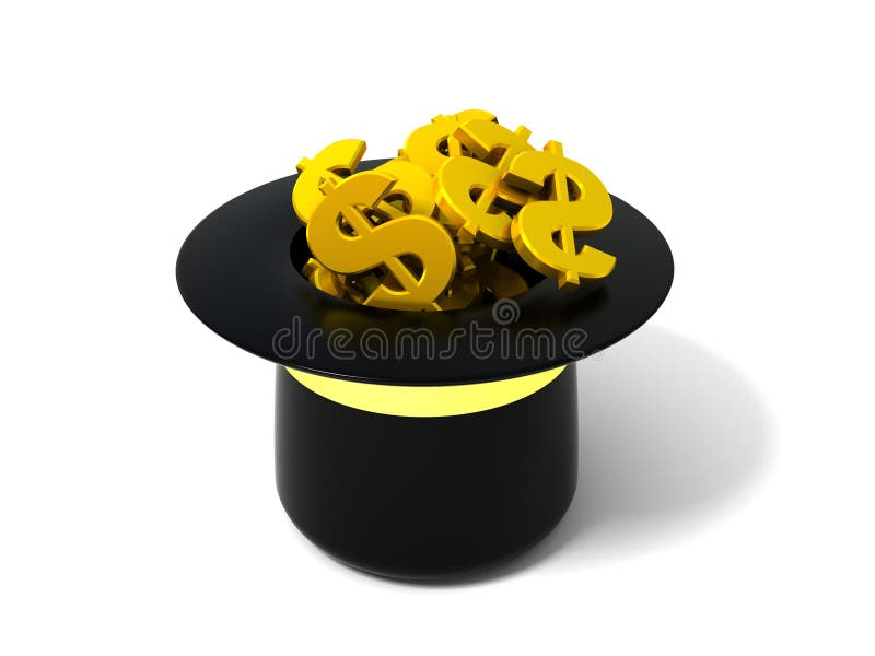Hat with dollar signs stock illustration. Illustration of magic - 3149225