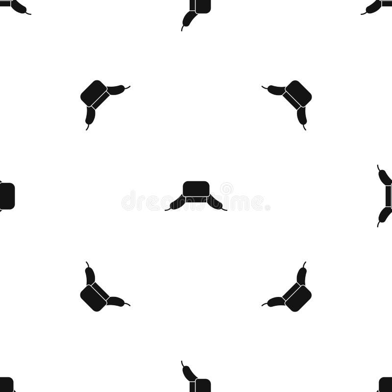 Hat with Ear Flaps Pattern Seamless Black Stock Vector - Illustration ...