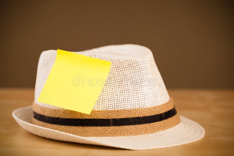 Empty Post-it Note Sticked on Hat Stock Image - Image of accessory ...