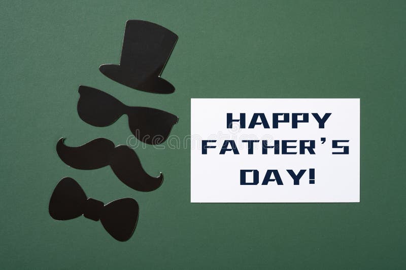 Hat and Eyeglasses and Beard and Bow Tie with a Card of HAPPY FATHER S ...