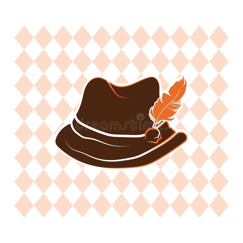 Hat with Feather. Vector Illustration Decorative Design Stock Vector ...