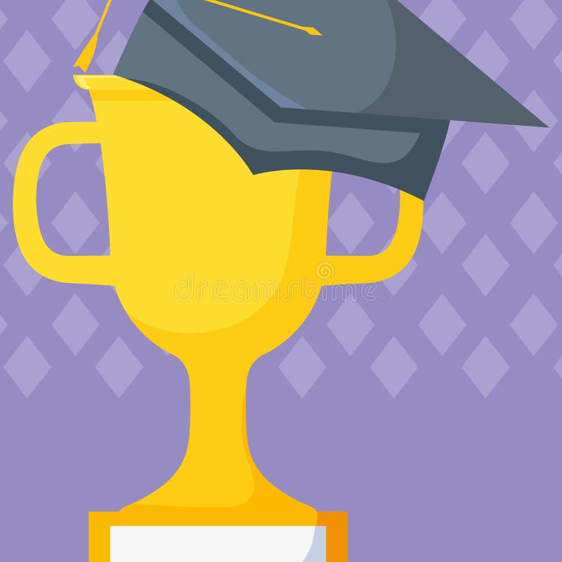 Hat Graduation with Trophy Cup Stock Vector - Illustration of expertise ...