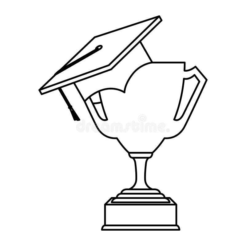 Hat Graduation with Trophy Cup Stock Vector - Illustration of flat ...