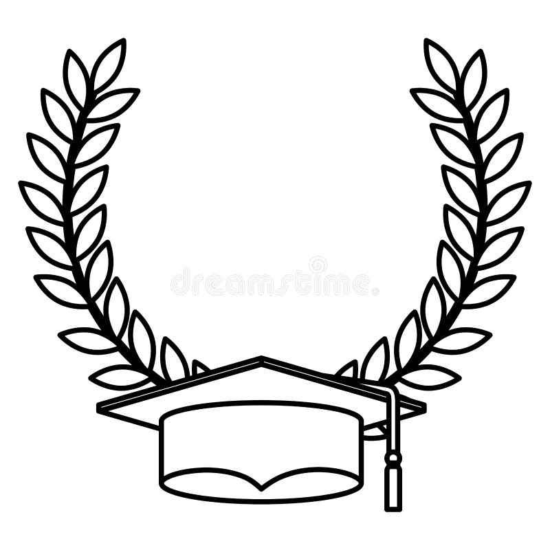Hat Graduation with Wreath Crown Stock Vector - Illustration of ...