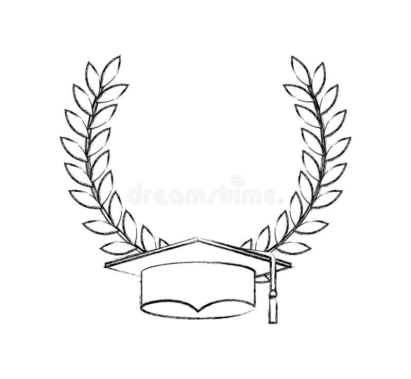 Hat Graduation with Wreath Crown Stock Vector - Illustration of flat ...