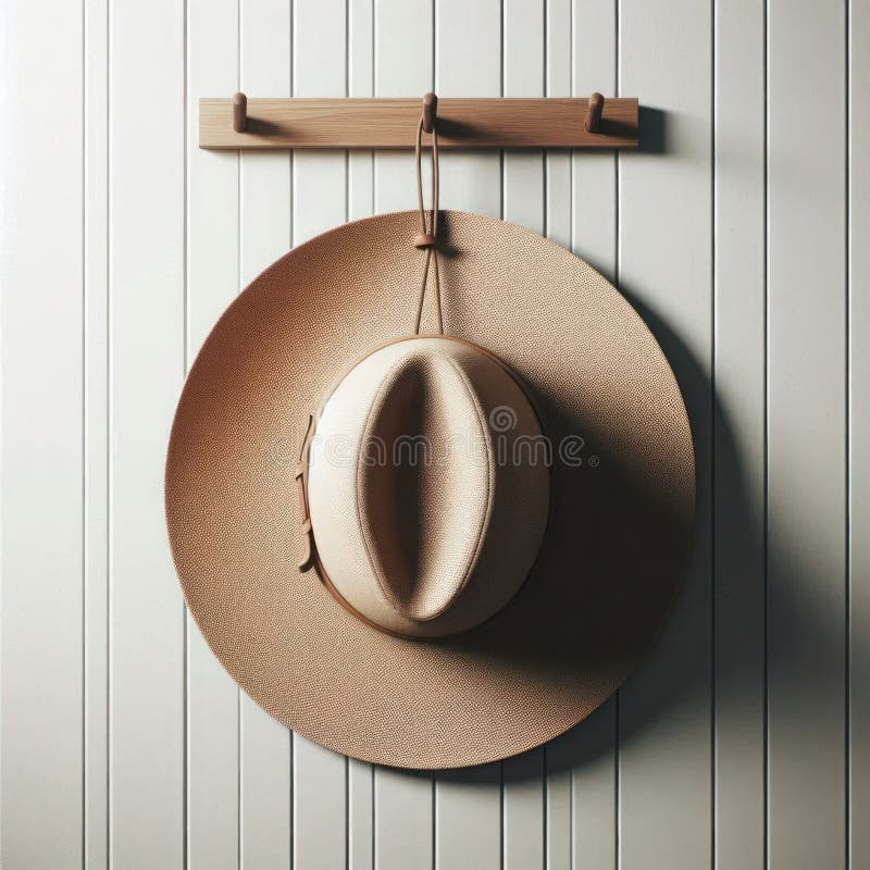 A hat hanging on a hanger. stock image. Image of minimalist - 334175769