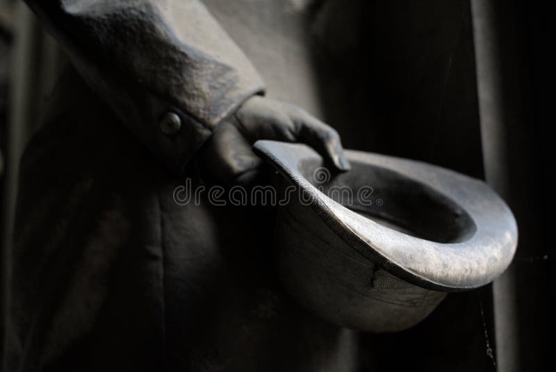 Detail of a Statue in the Cemetery of Genoa, the Man with a Hat Stock ...