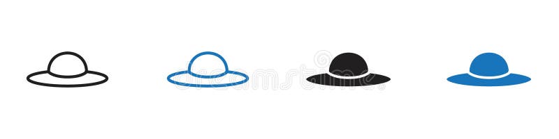 Hat Icon Linear Graphics Set Vector in Black Stock Illustration ...