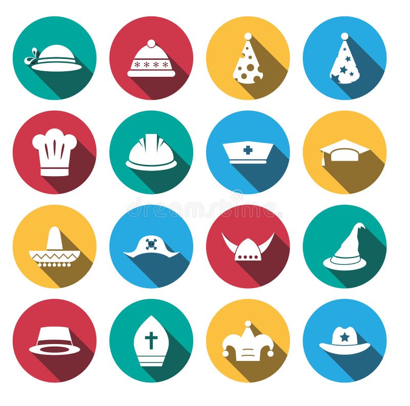 Hat Icon Set.vector.illustration. Stock Vector - Illustration of black ...