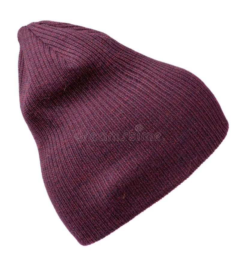 Hat Isolated on White Background .knitted Hat.maroon Hat Stock Photo ...