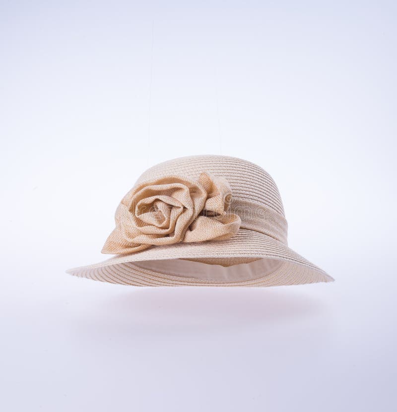 Hat for Lady or Pretty Straw Hat with Flower. Stock Image - Image of ...
