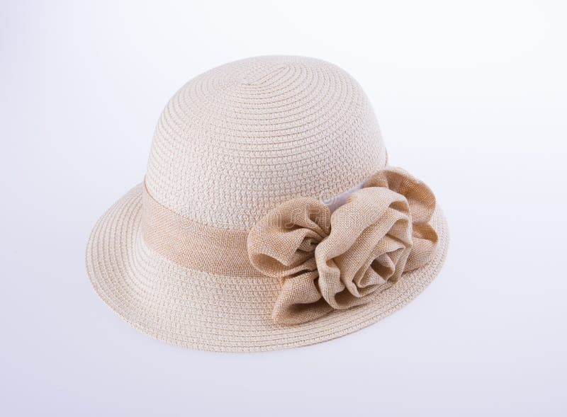 Hat for Lady or Pretty Straw Hat with Flower. Stock Image - Image of ...