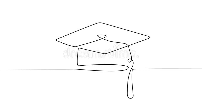 Hat Line Cap Study College Education Continuous Icon Illustration ...
