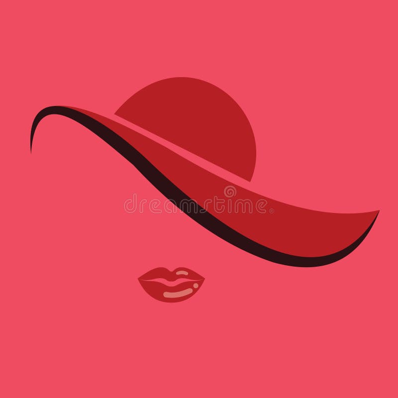 Hat Logo Icon Symbol Template with Red Lady Lips Stock Illustration ...