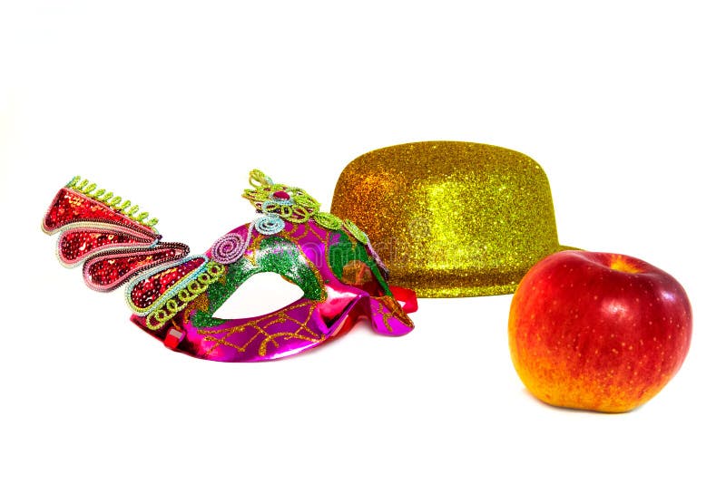 Hat mask and apple stock photo. Image of birth, golden - 12420852
