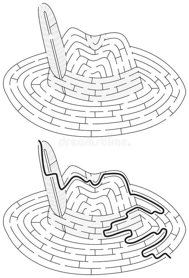 Hat maze stock vector. Illustration of outlined, maze - 112759987
