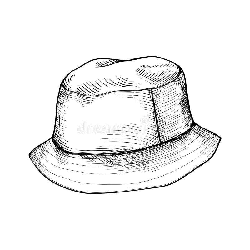 Hat, Men S Headwear, Soft Hat Made of Felt or Fabric Sketch Stock ...