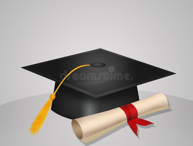Hat and Parchment of the Degree Stock Illustration - Illustration of ...