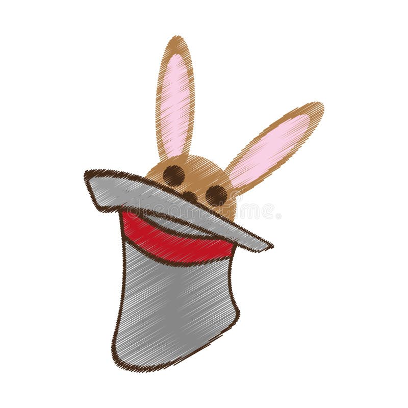 Rabbit in Hat and Magic Wand Linear Icon Stock Vector - Illustration of ...