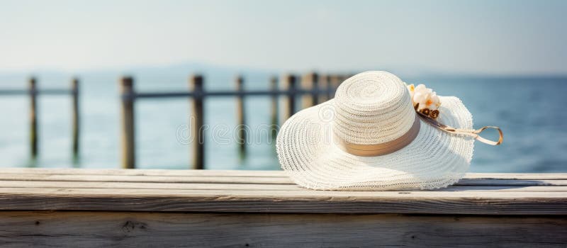 A Hat Resting on the Wooden Dock by the Water Stock Photo - Image of ...