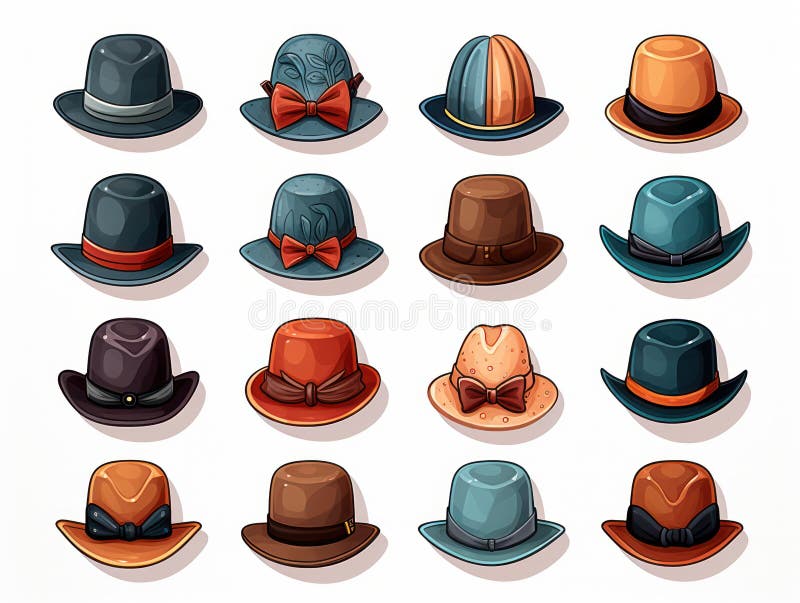 Hat-shaped Paper Stickers with Various Designs - AI Generated Stock ...