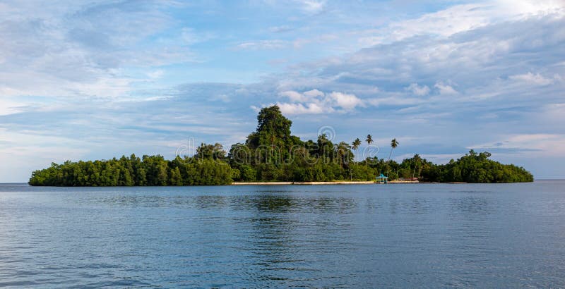 Hat Shaped Tropical Island Next To Weda, Halmahera, Indonesia Stock ...