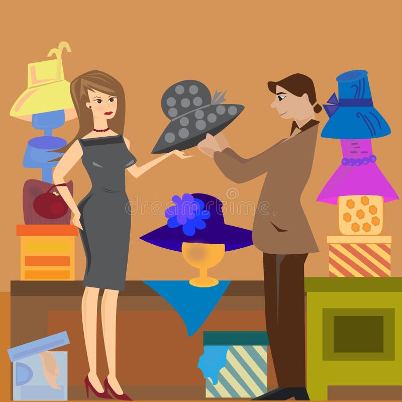 Hat shop stock illustration. Illustration of glamor, lady - 21618829