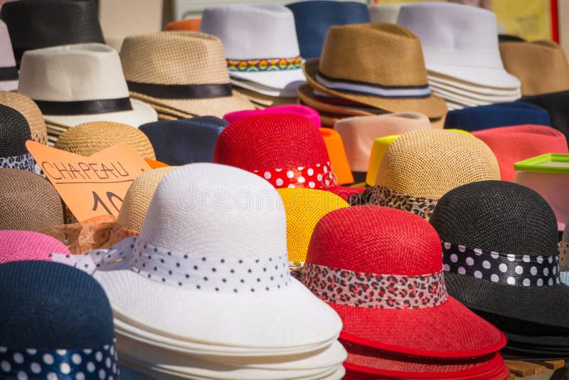 Hat stack on a shop stock photo. Image of fashion, shop - 73646996