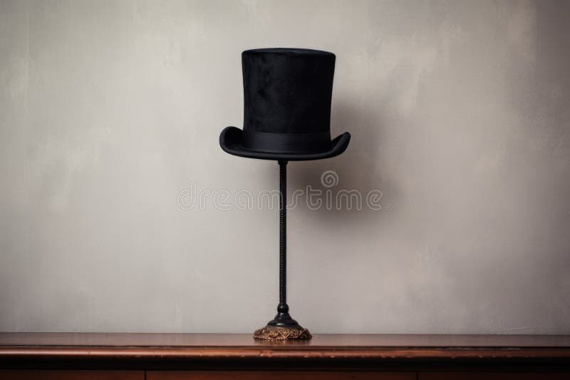 A Hat Stand with a Single Black Top Hat Stock Photo - Image of stand ...