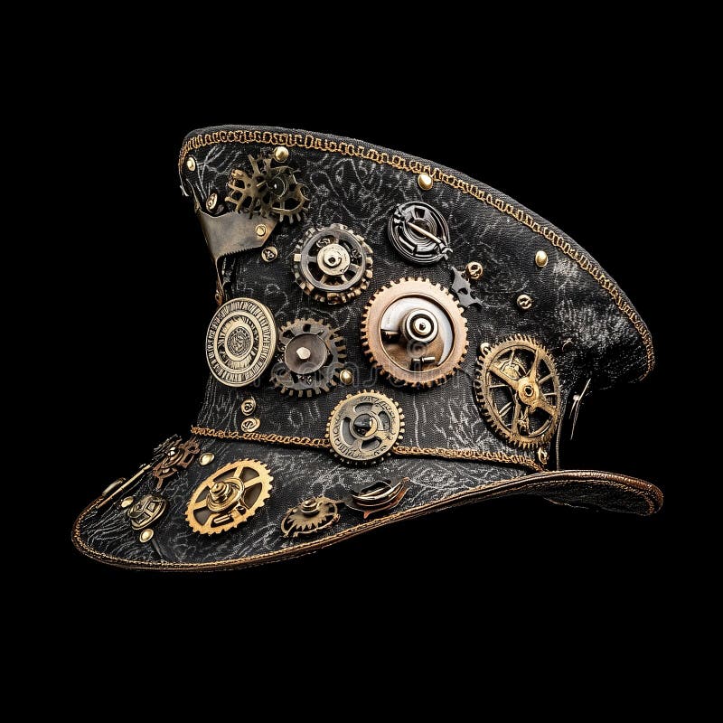 Hat Steampunk Object Isolated on Black Stock Illustration ...