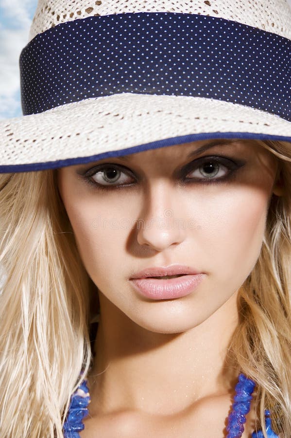 Hat summer portrait stock image. Image of makeup, beautiful - 14766497