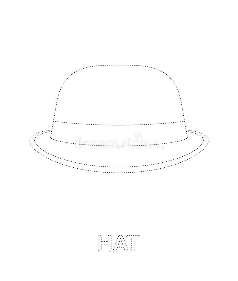 Hat Tracing Worksheet for Kids Stock Vector - Illustration of drawing ...