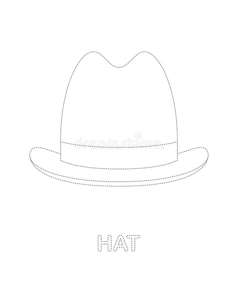 Hat Tracing Worksheet for Kids Stock Vector - Illustration of kids ...