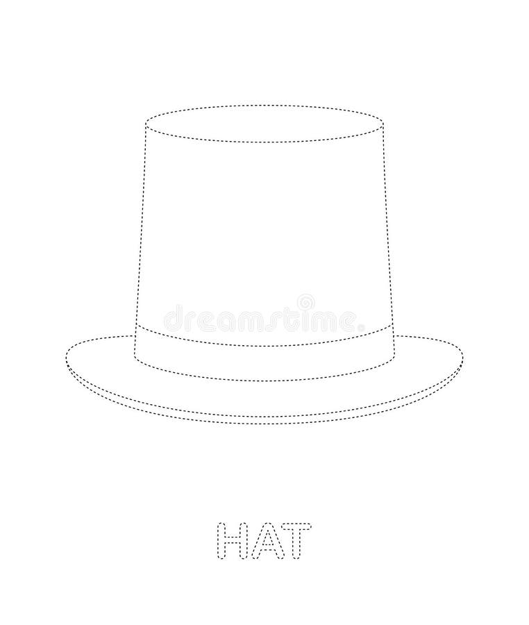 Hat Tracing Worksheet for Kids Stock Vector - Illustration of element ...