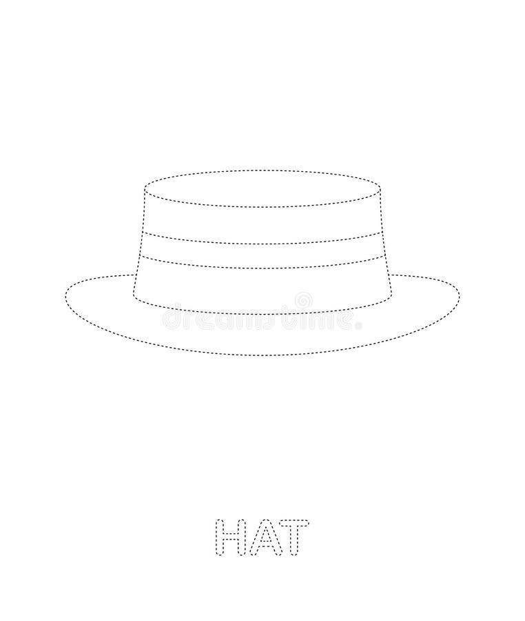 Hat Tracing Worksheet for Kids Stock Vector - Illustration of elegant ...