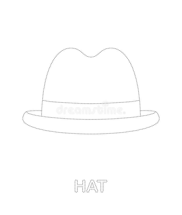 Hat Tracing Worksheet for Kids Stock Vector - Illustration of dots ...
