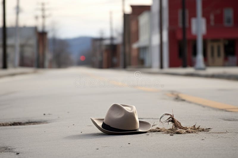 A Hat Wrestling with Wind on an Empty Street Stock Image - Image of ...