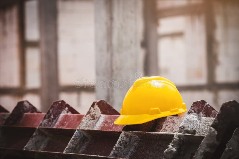 Hat yellow Safety Engineer stock photo. Image of object - 124416310